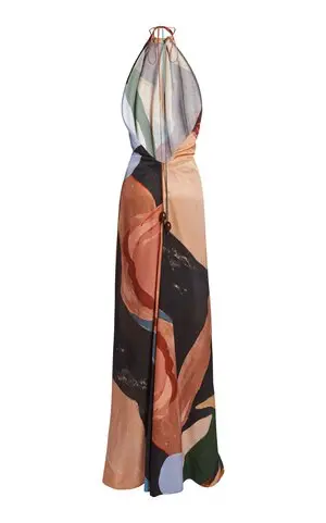 Victoria Beckham Printed Halter Neck Maxi Dress