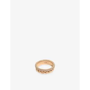 Maje Twisted Rhinestone Brass Ring - Gold