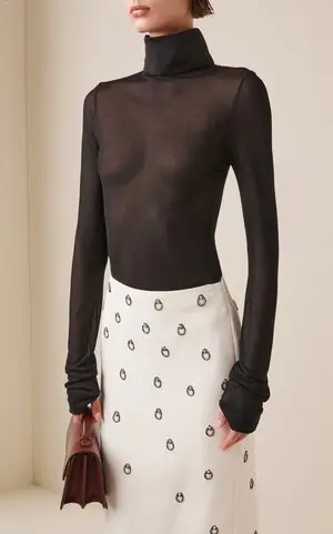 Victoria Beckham Long Sleeve Sheer Top