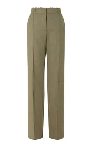 Rabanne Virgin Wool Wide-leg Pants - Khaki