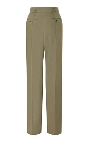 Rabanne Virgin Wool Wide-leg Pants - Khaki