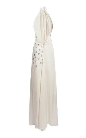 Victoria Beckham Embroidered Halter Neck Maxi Dress