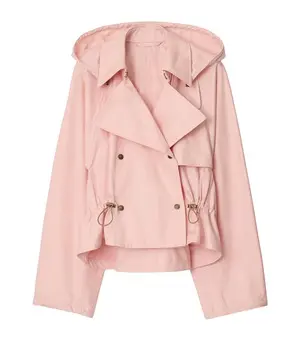 Burberry Gabardine Cropped Trench Coat - Pink