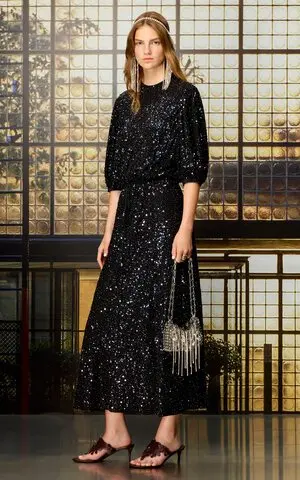 Rabanne Sequin-embroidered Midi Dress - Black