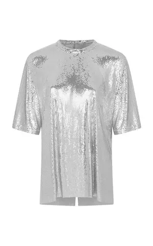 Rabanne Metallic Short-sleeve Top - Silver
