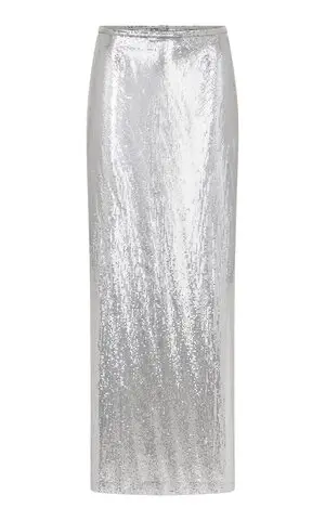 Rabanne Metallic Slit Midi Skirt - Silver