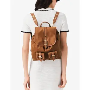 Maje Eyelet-embellished Nylon And Leather Backpack