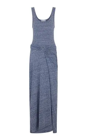 Rabanne Ruched Cotton-blend Maxi Dress - Blue