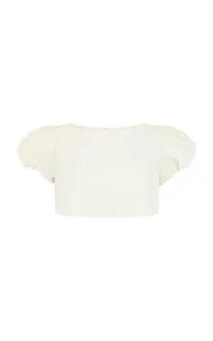HARRIS TAPPER Cotton Crop Top With Puff Sleeves