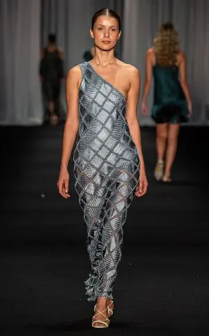 PALMA CANARIA Handwoven Macramé One-shoulder Maxi Dress