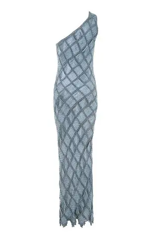 PALMA CANARIA Handwoven Macramé One-shoulder Maxi Dress