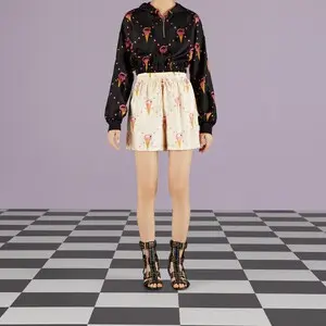 Gucci Ice Cream Print Silk Shorts