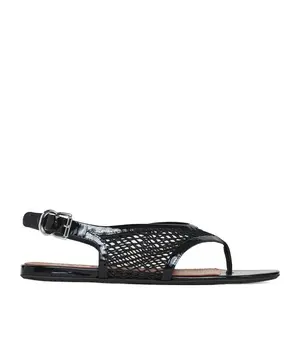 Alaïa Mesh And Patent Leather Thong Sandals