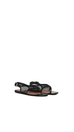 Alaïa Mesh And Patent Leather Thong Sandals