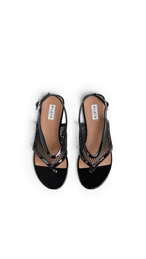 Alaïa Mesh And Patent Leather Thong Sandals
