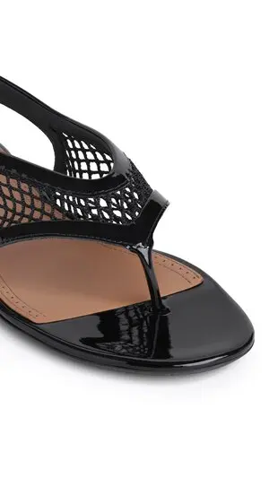 Alaïa Mesh And Patent Leather Thong Sandals