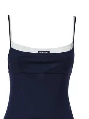 Miu Miu Stretch Jersey Midi Dress With Jacquard Logo