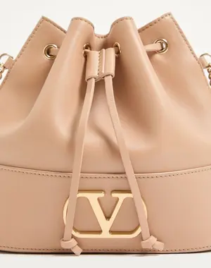 Valentino Garavani Mini Vlogo Signature Bucket Bag In Nappa Leather - Pink
