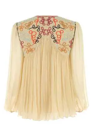 Chloé Embroidered Long-sleeve Blouse