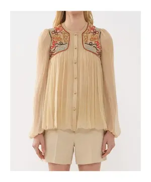 Chloé Embroidered Long-sleeve Blouse