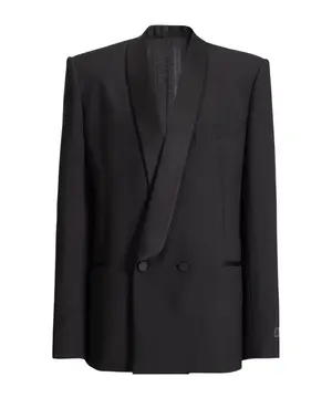 Balmain 2-button Jacket In Wool And Satin - Black