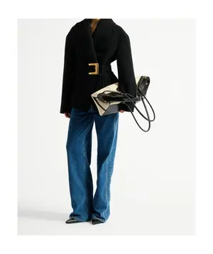 Balmain Large Tote In Smooth Leather And Canvas