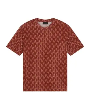 Emporio Armani Jersey T-shirt In Lyocell Blend With All-over Logo Print - Red