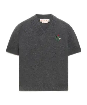 Marni Wool-cashmere Jumper With Embroidered Flowers - Grey