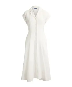 Polo Ralph Lauren A-line Linen Midi Shirt Dress - White