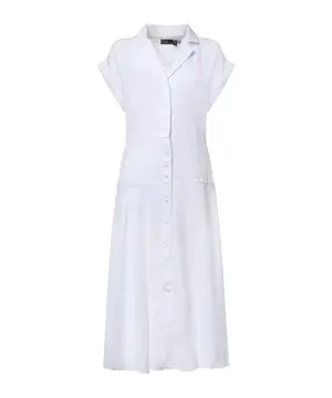 Polo Ralph Lauren A-line Linen Midi Shirt Dress - White