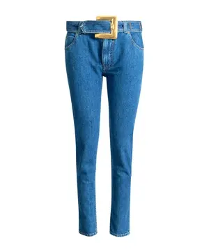 Balmain Belted Denim Jeans - Blue