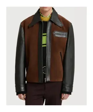 Marni Leather Jacket With Contrast Crust Leather Front