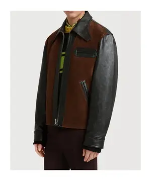 Marni Leather Jacket With Contrast Crust Leather Front