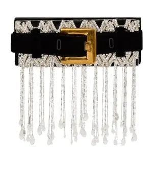 Balmain Anthem Clutch In Embroidered Velvet - Black