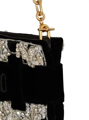 Balmain Embroidered Velvet Clutch With Crystal Embellishments