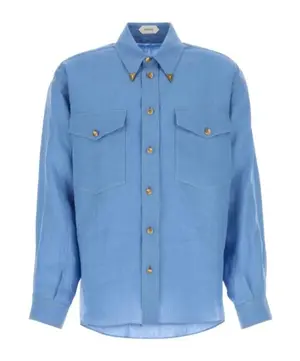 Versace Linen Relaxed Shirt - Blue