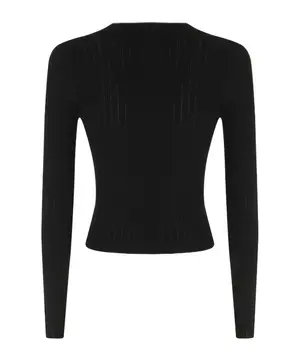 Alexander Wang V-neck Long Sleeve Pointelle Zip Cardigan