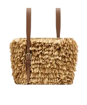 VALEXTRA Soft Wavy Raffia Bucket Bag