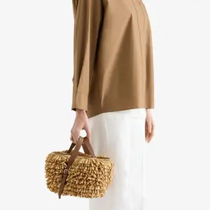 VALEXTRA Soft Wavy Raffia Bucket Bag