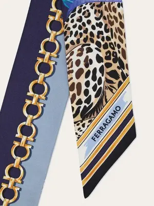 FERRAGAMO Felini Print Silk Mini Bandeau - Blue