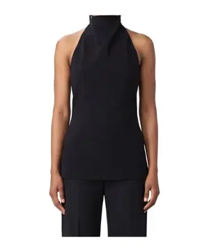 Khaite Halter Neck Backless Top With Buckle Detail - Black
