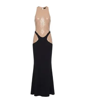 MUGLER Sleeveless Dress - Beige/black