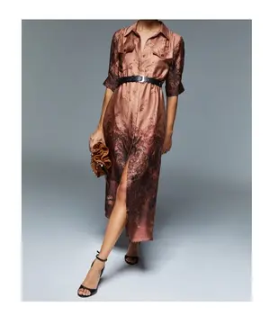 Liu Jo Printed Belted Shirt Maxi Dress