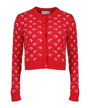 MARINE SERRE Moon' Circular Wool Jacquard Cardigan