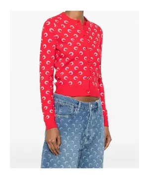 MARINE SERRE Moon' Circular Wool Jacquard Cardigan