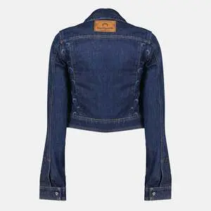 MARINE SERRE Moon Printed Cropped Denim Jacket