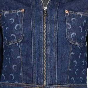 MARINE SERRE Moon Printed Cropped Denim Jacket