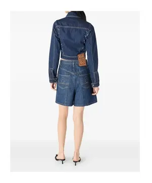 MARINE SERRE Moon Printed Cropped Denim Jacket