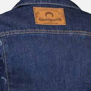 MARINE SERRE Moon Printed Cropped Denim Jacket