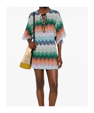 Missoni Zigzag-knit Lace-up Mini Dress